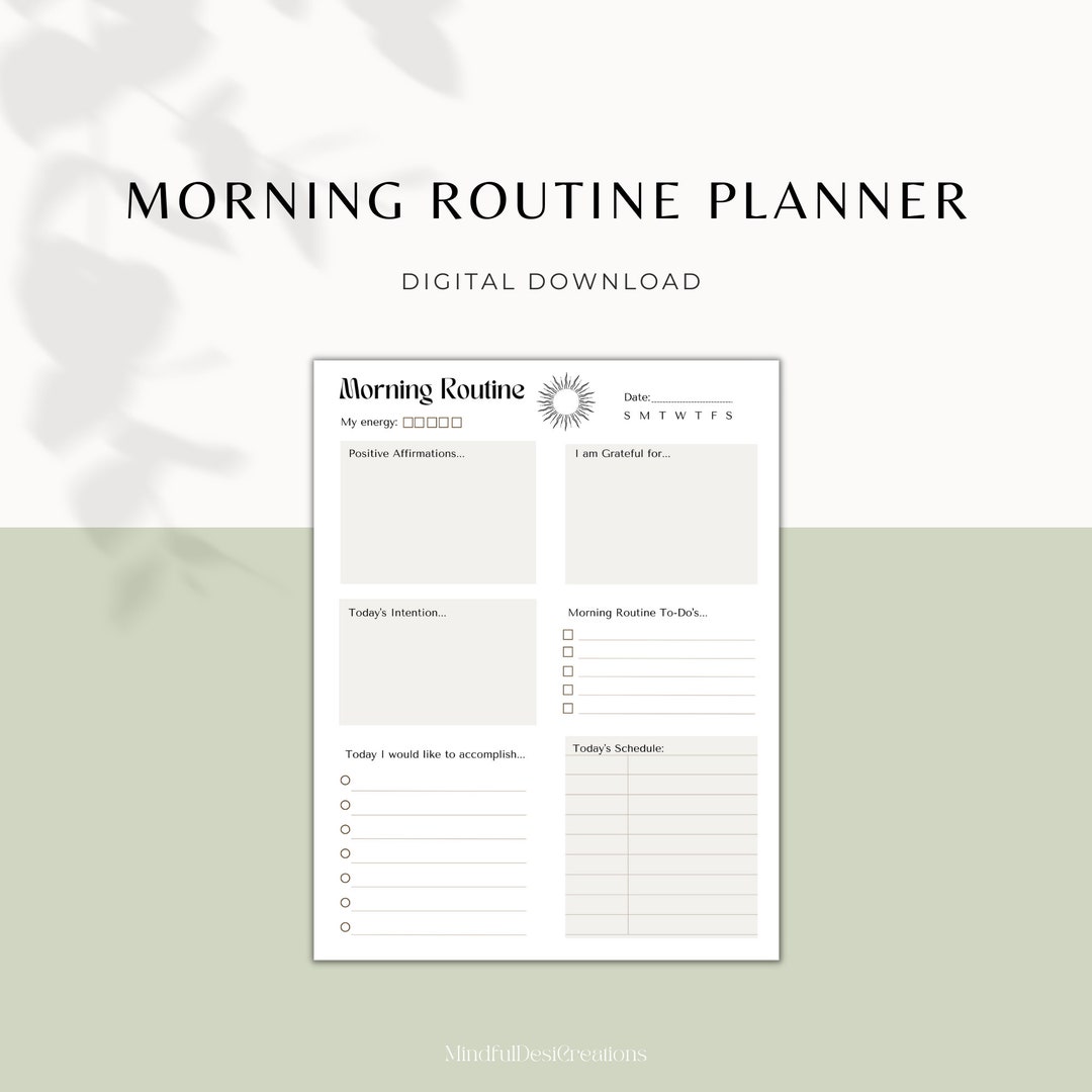 Morning Routine Planner, Morning Routine Printable, Morning Routine ...