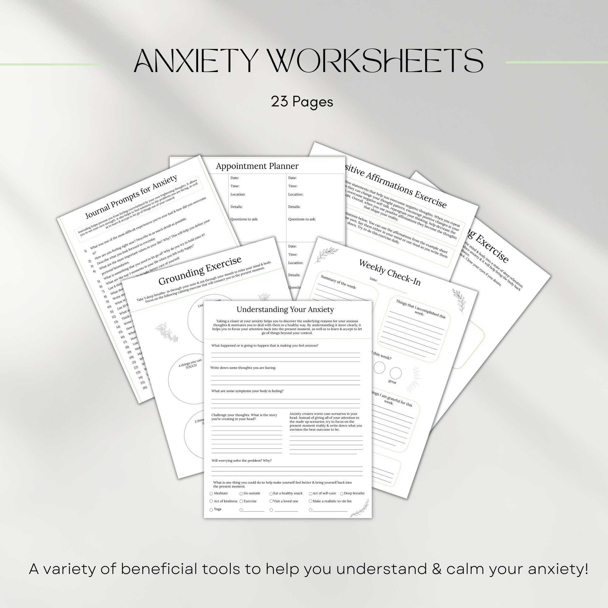 Mental Health Journal Bundle, Printable Worksheets, Wellness Planner ...