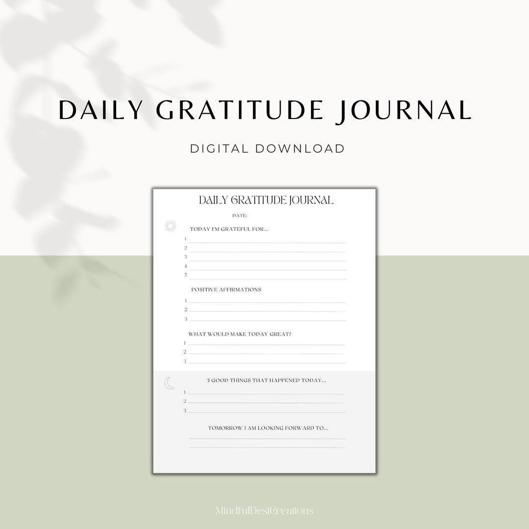 Daily Gratitude Journal Printable, Gratitude Journal PDF, Minimalistic ...