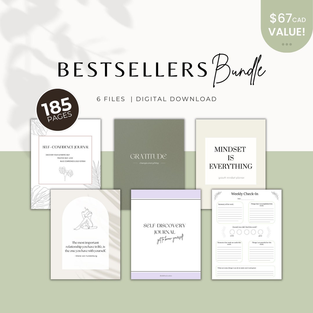 Bestsellers Mega Bundle, Self-discovery Journal, Self-esteem Workbook ...