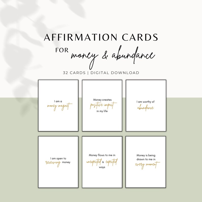 32 Money Affirmation Cards, Printable, Manifest Abundance, Attract ...