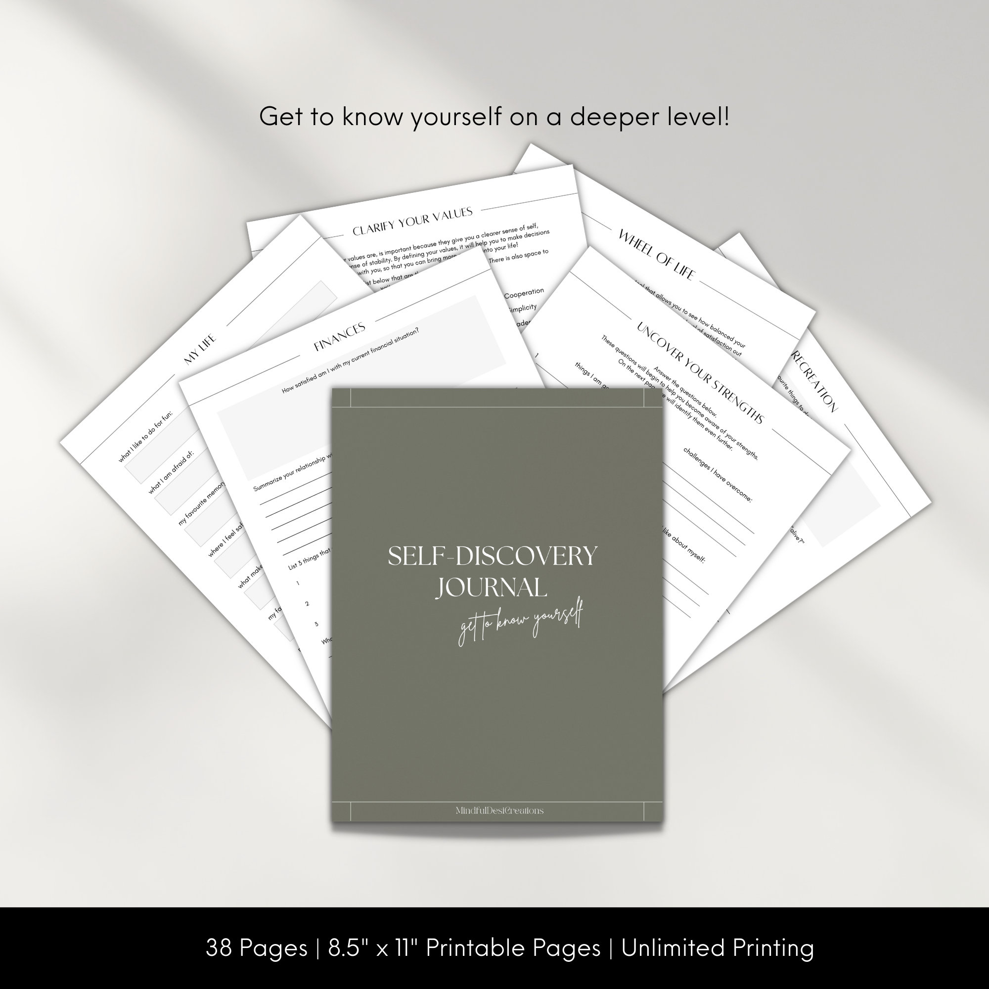 Self Discovery Journal Printable, Get to Know Yourself Workbook, Self ...