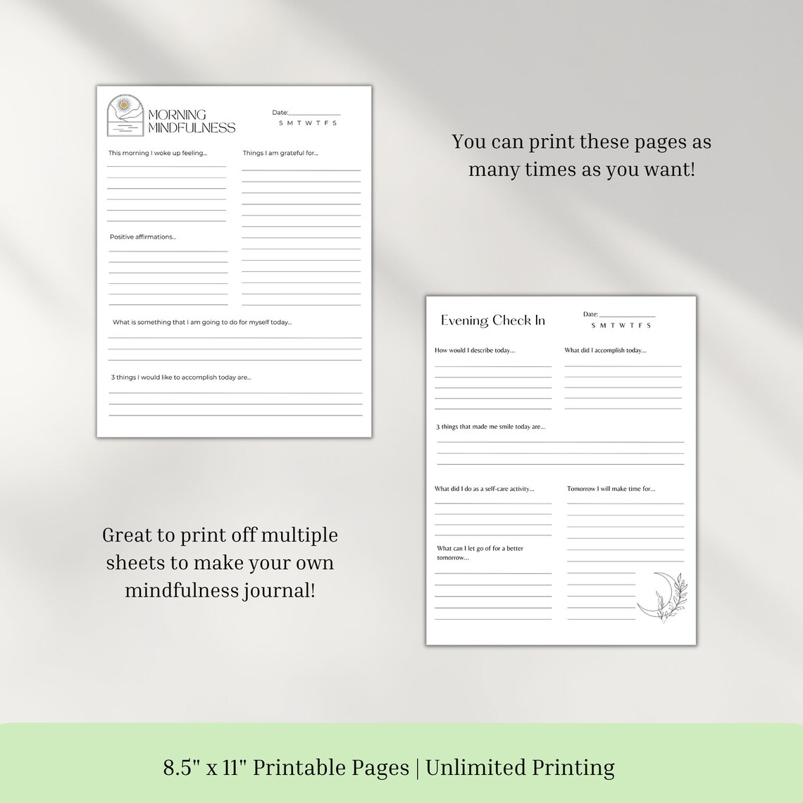 Printable Daily Mindfulness Journal Self Reflection Guided - Etsy