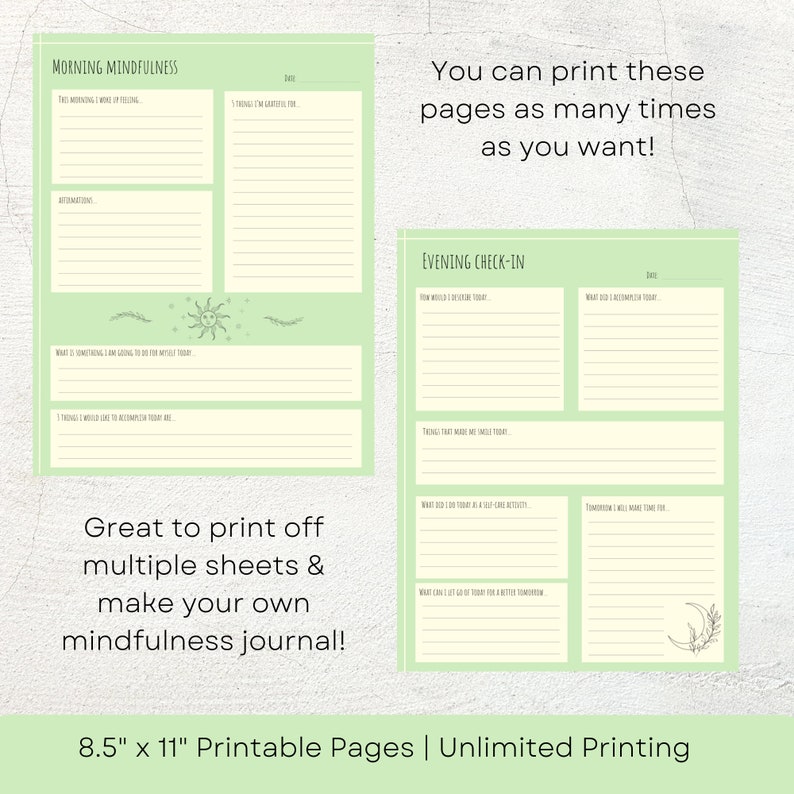 Printable Daily Mindfulness Journal Self Reflection Guided | Etsy