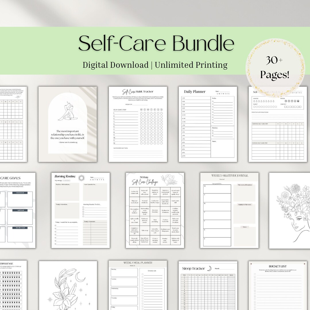 Self Care Printable Planner Self Love Journal Self Care - Etsy