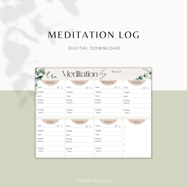 Meditation Tracker Printable - Etsy
