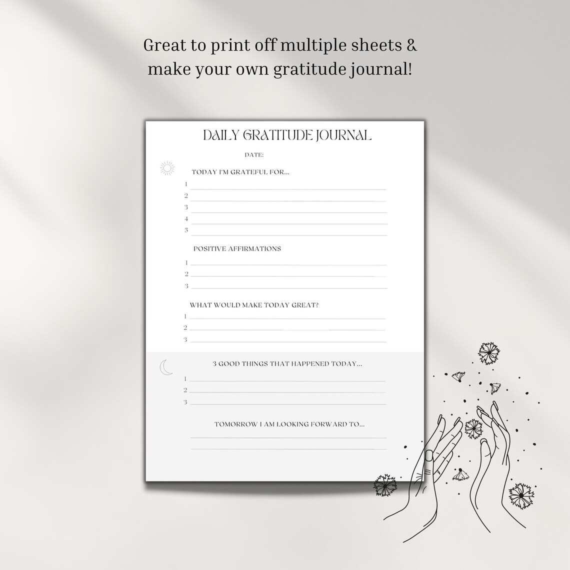 Daily Gratitude Journal Printable, Gratitude Journal PDF, Minimalistic ...