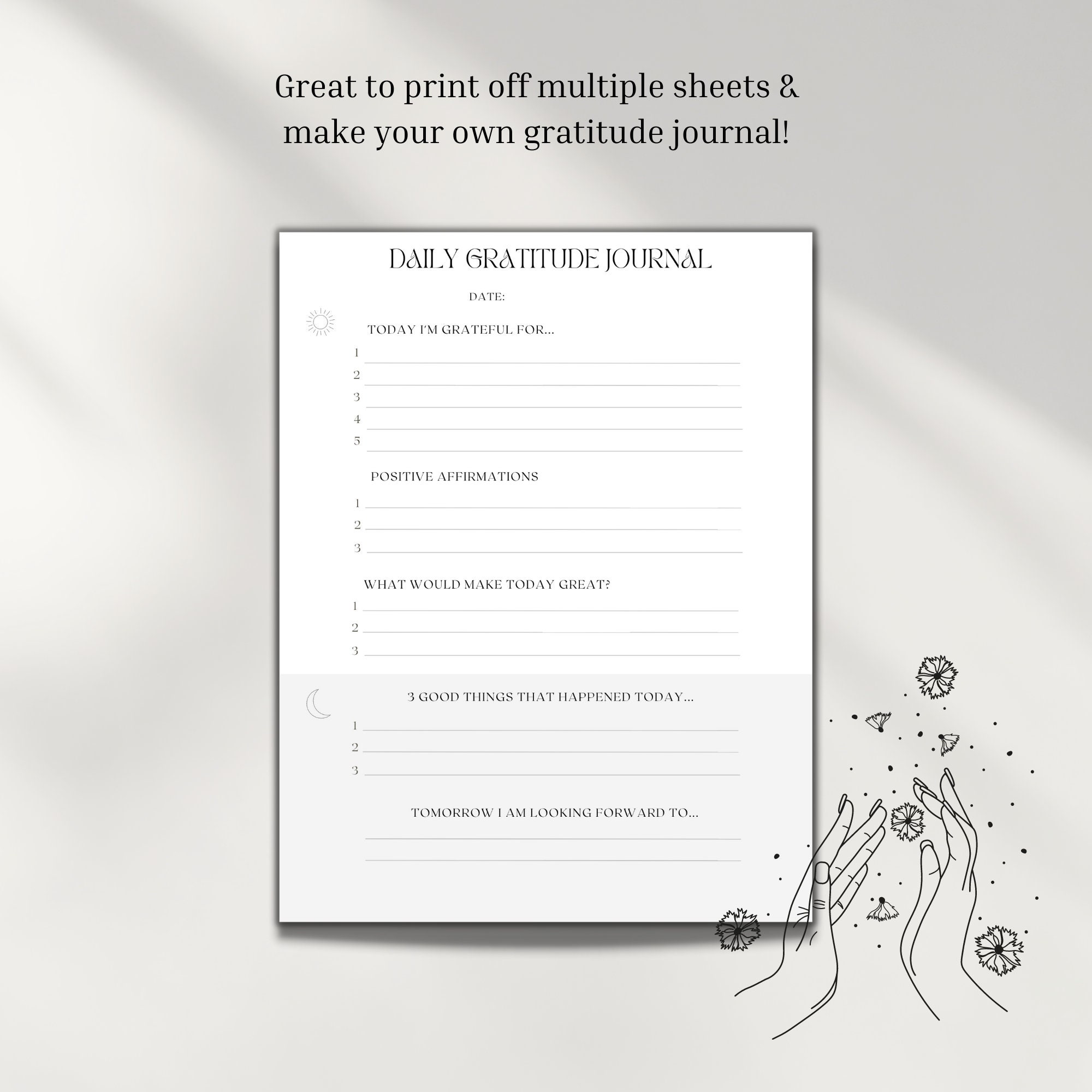 Daily Gratitude Journal Printable, Gratitude Journal PDF, Minimalistic ...