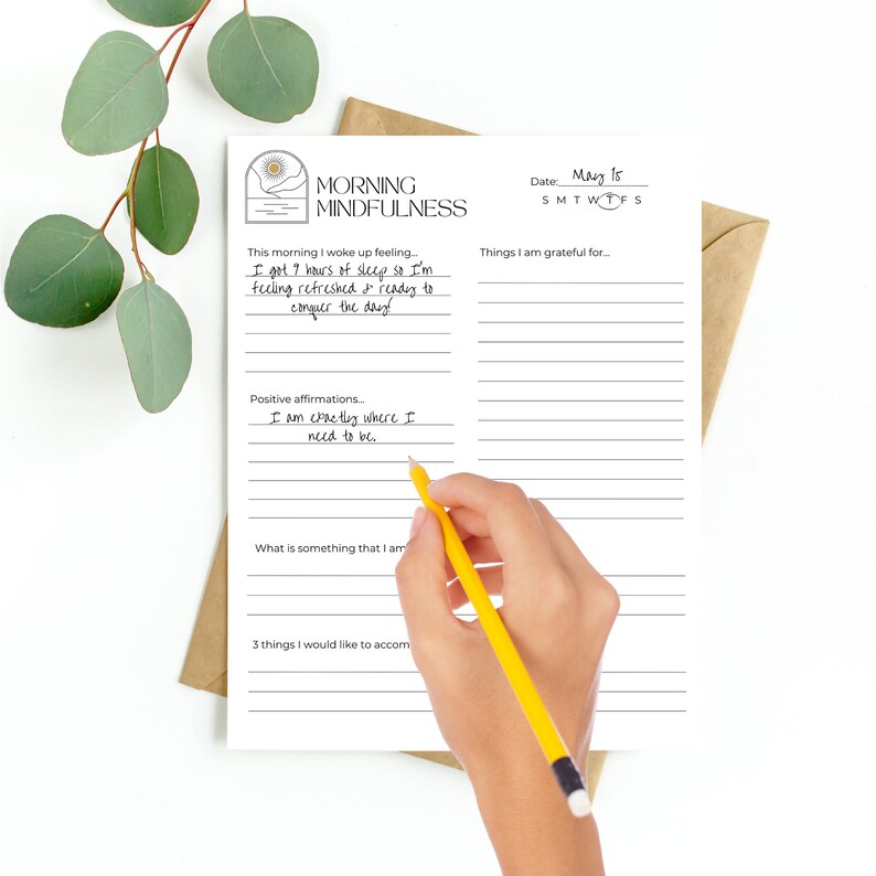 Printable Daily Mindfulness Journal, Self Reflection Guided Journal ...