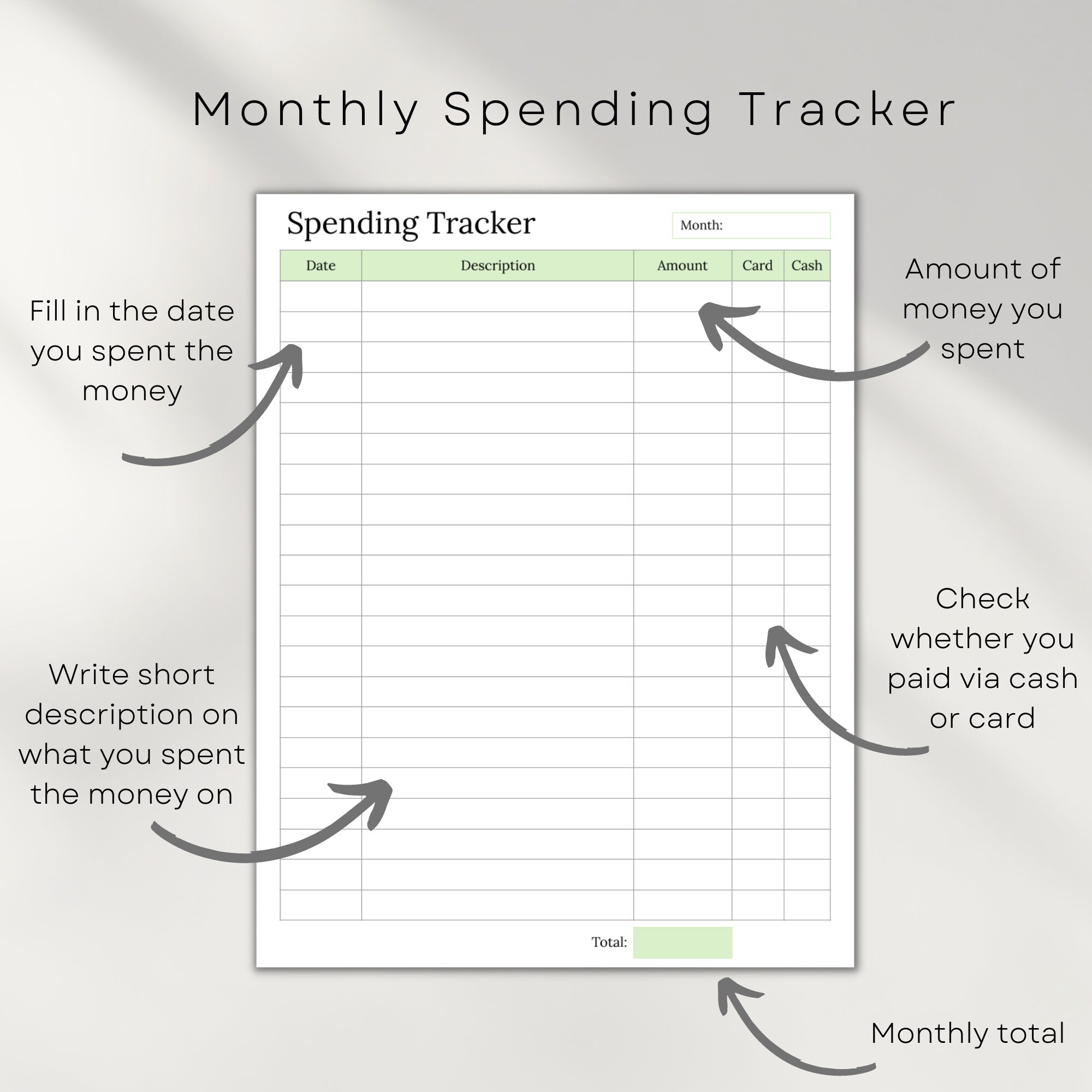 Printable Spending Tracker, Personal Finance Planner, Expense Log ...