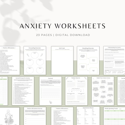 Anxiety Printable Worksheets Anxiety Journal Digital Mental - Etsy