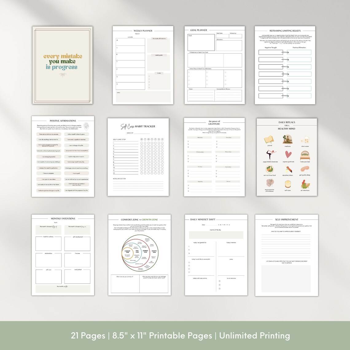Growth Mindset Planner Printable Mindset Journal Mindset - Etsy Canada