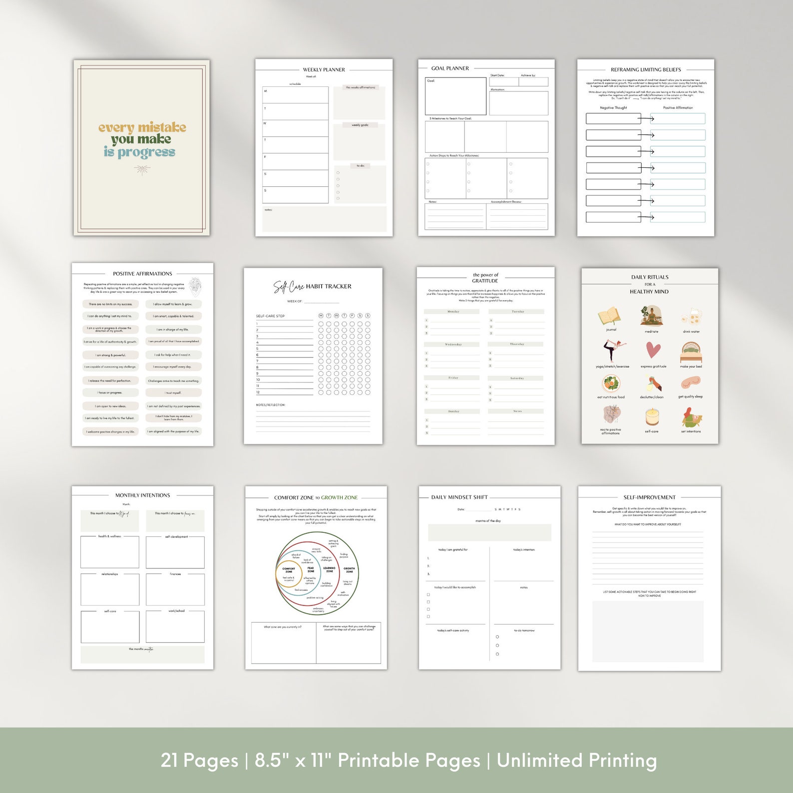 Growth Mindset Planner Printable Mindset Journal Mindset - Etsy