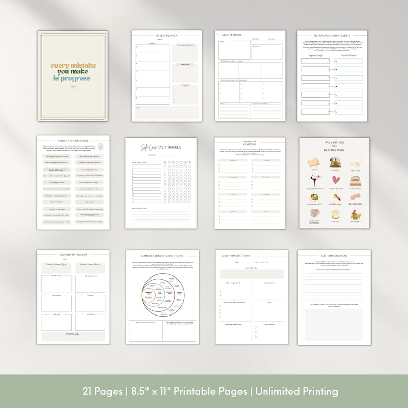 Growth Mindset Planner Printable Mindset Journal Mindset - Etsy