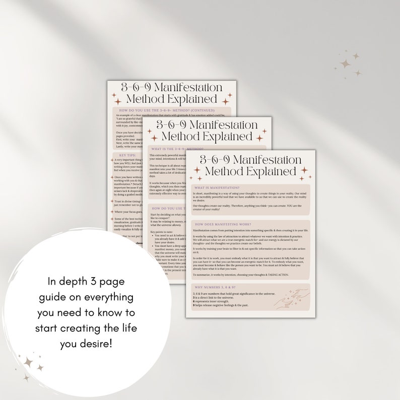 369 Manifestation Printable Journal 369 Method Manifest - Etsy Canada