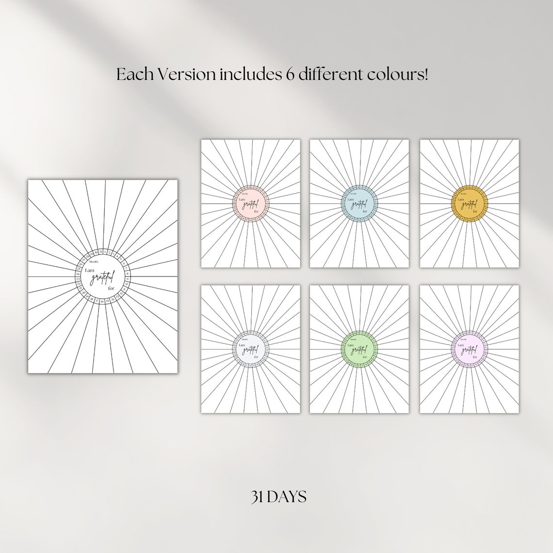 Gratitude Sunshine Log Printable Sun Ray Bullet Journal - Etsy