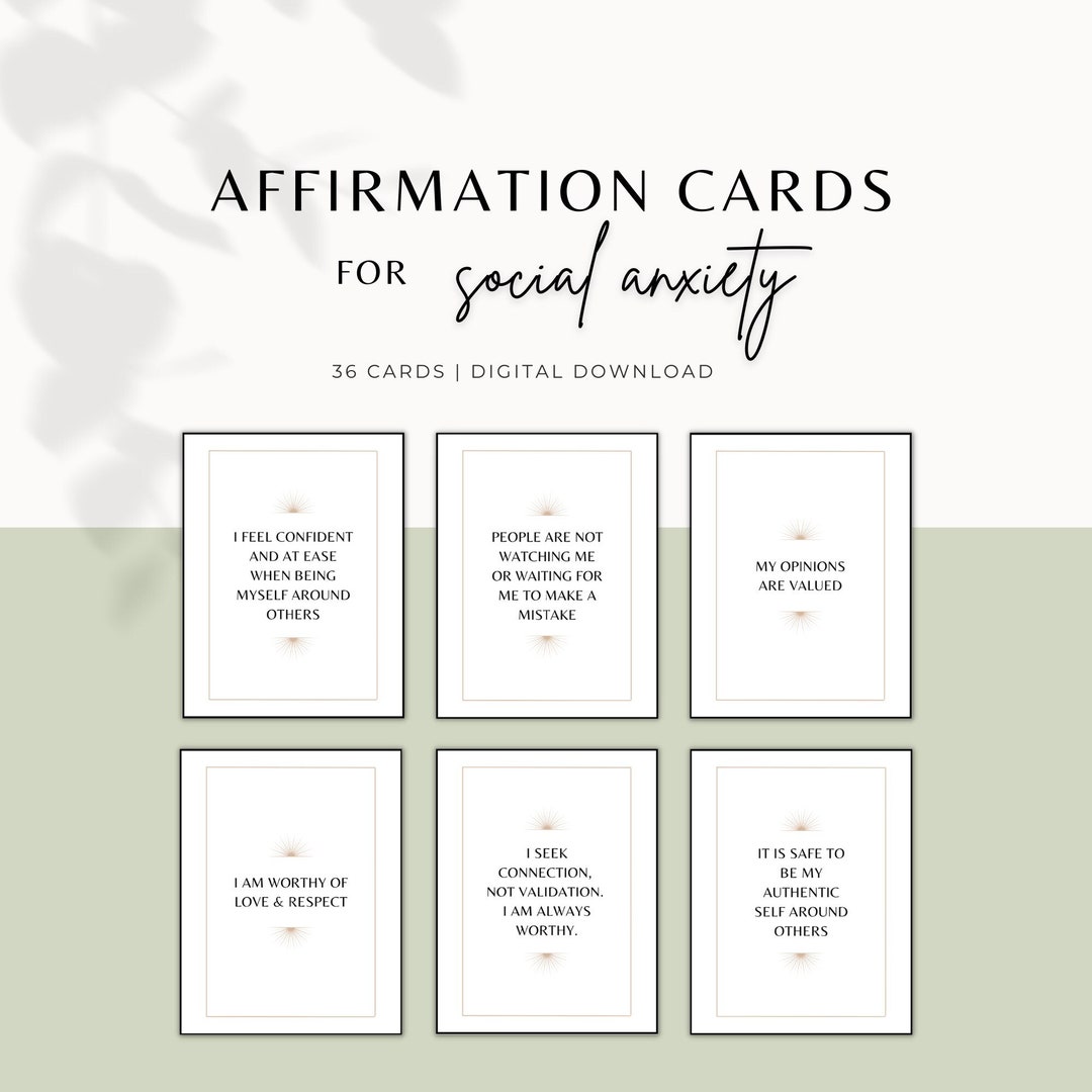 34 Social Anxiety Affirmation Cards, Mental Health Affirmations ...