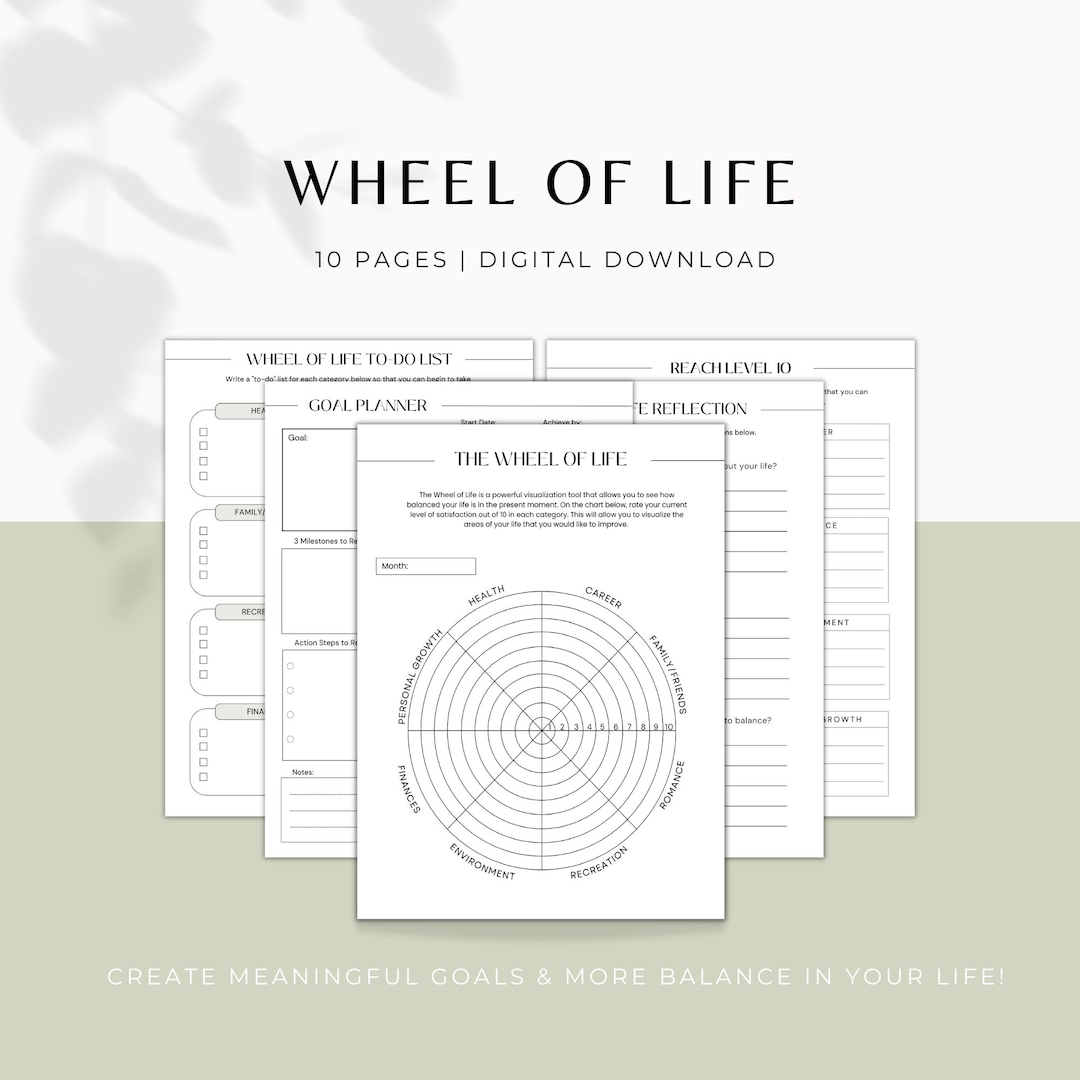 Wheel of Life Worksheet, Printable Self Improvement Planner (PDF) - Etsy