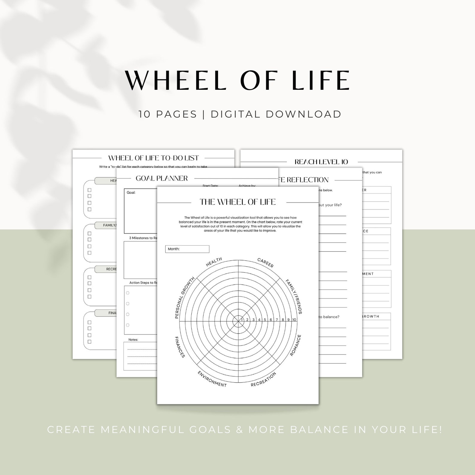 Wheel of Life Worksheet Template Wheel of Life Printable - Etsy Canada