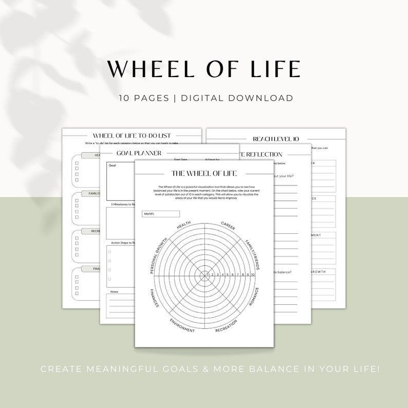 Printable wheel of life worksheet - salongolf