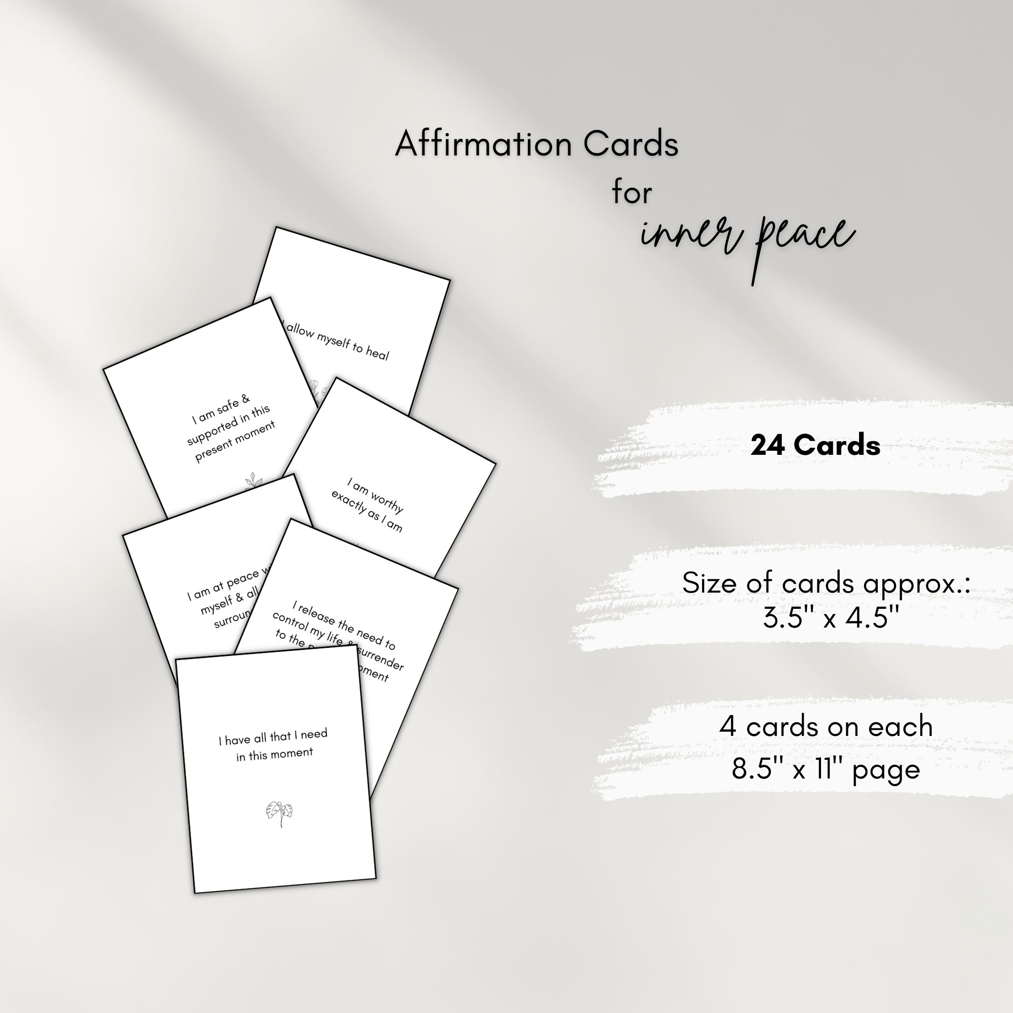 24 Printable Affirmation Cards for Inner Peace, Positive Quote Cards ...