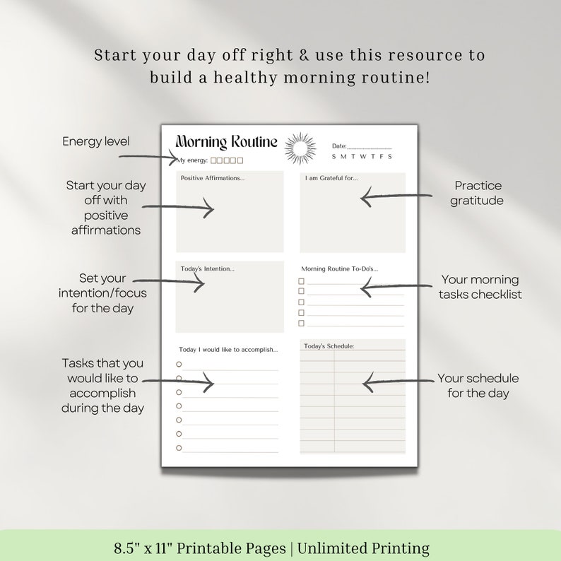Morning & Evening Routine Printable, Morning Evening Planner, Morning ...