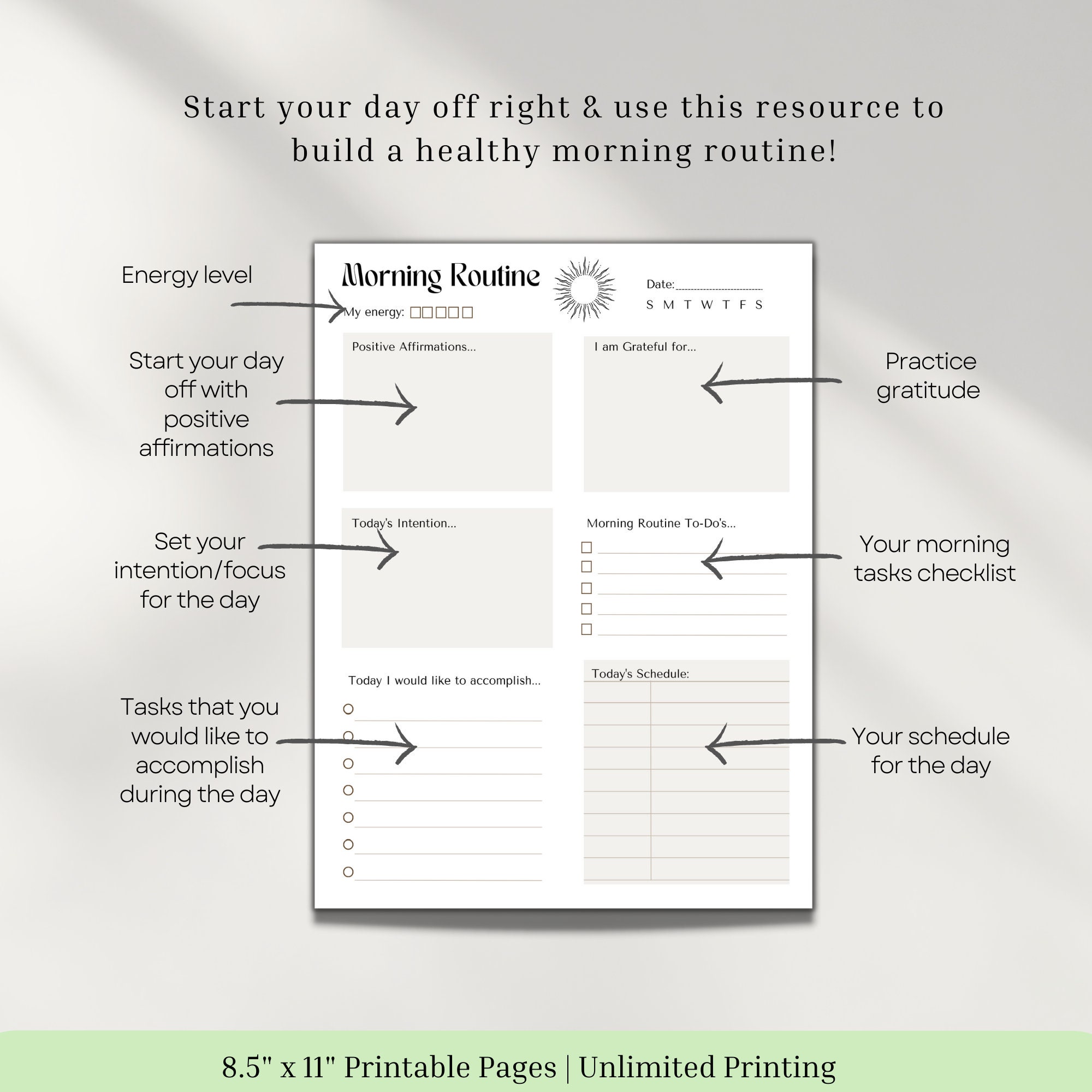 Morning & Evening Routine Printable, Morning Evening Planner, Morning ...
