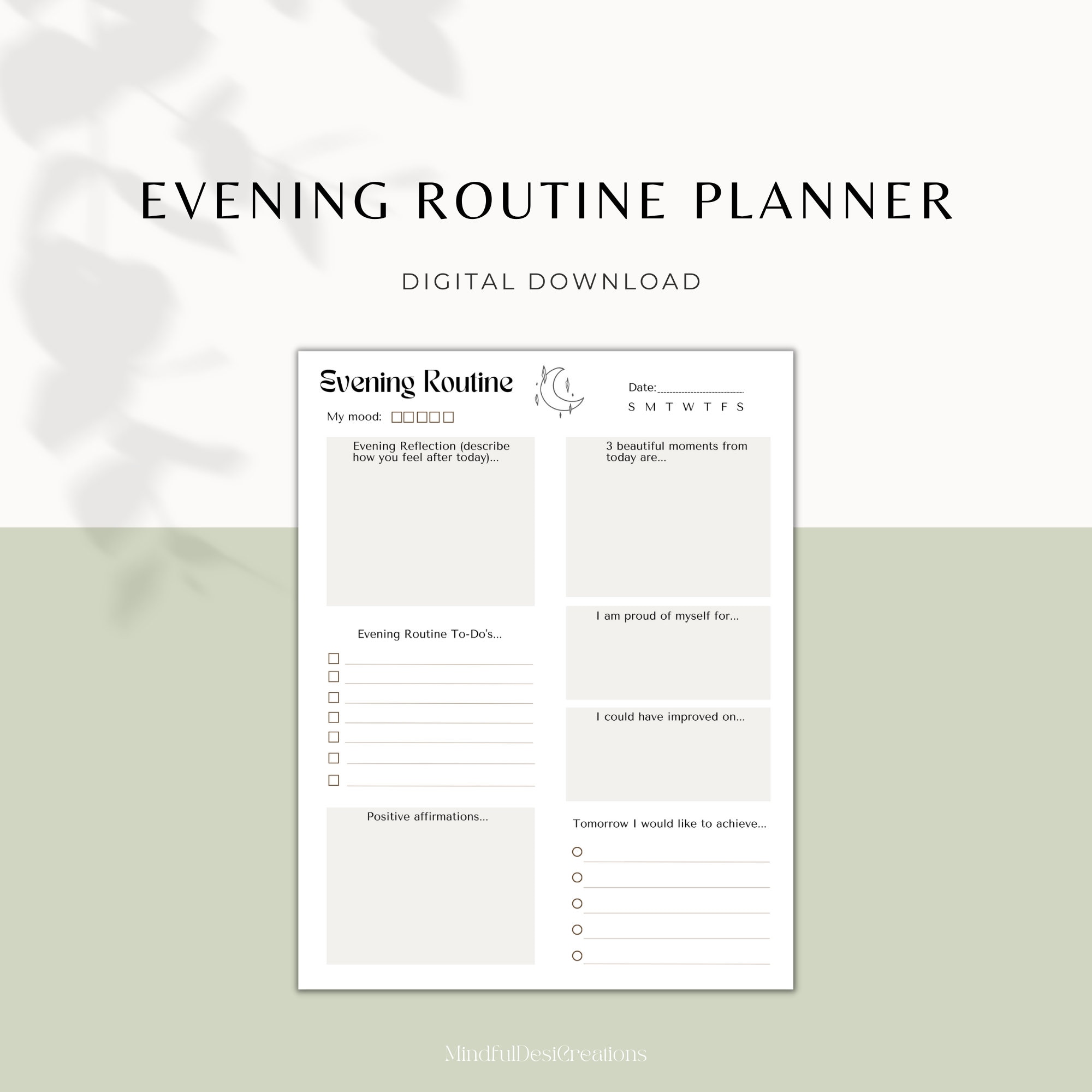 Evening Routine Planner, Evening Routine Printable, Evening Schedule ...