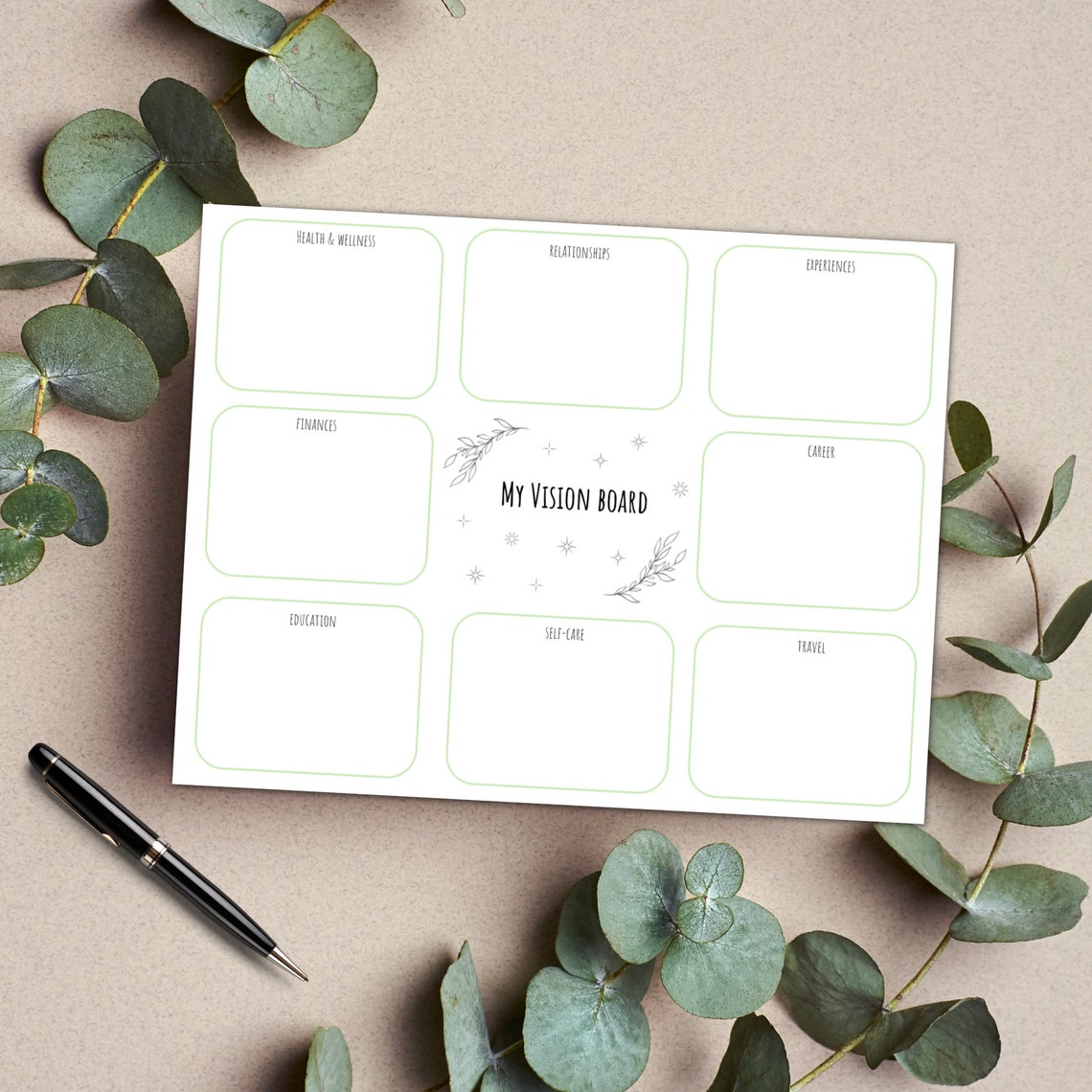 Minimalist Printable Vision Board, Vision Board Template, Manifestation ...