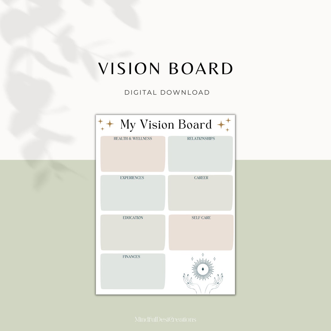 Minimalist Printable Vision Board, Vision Board Template, Manifestation ...