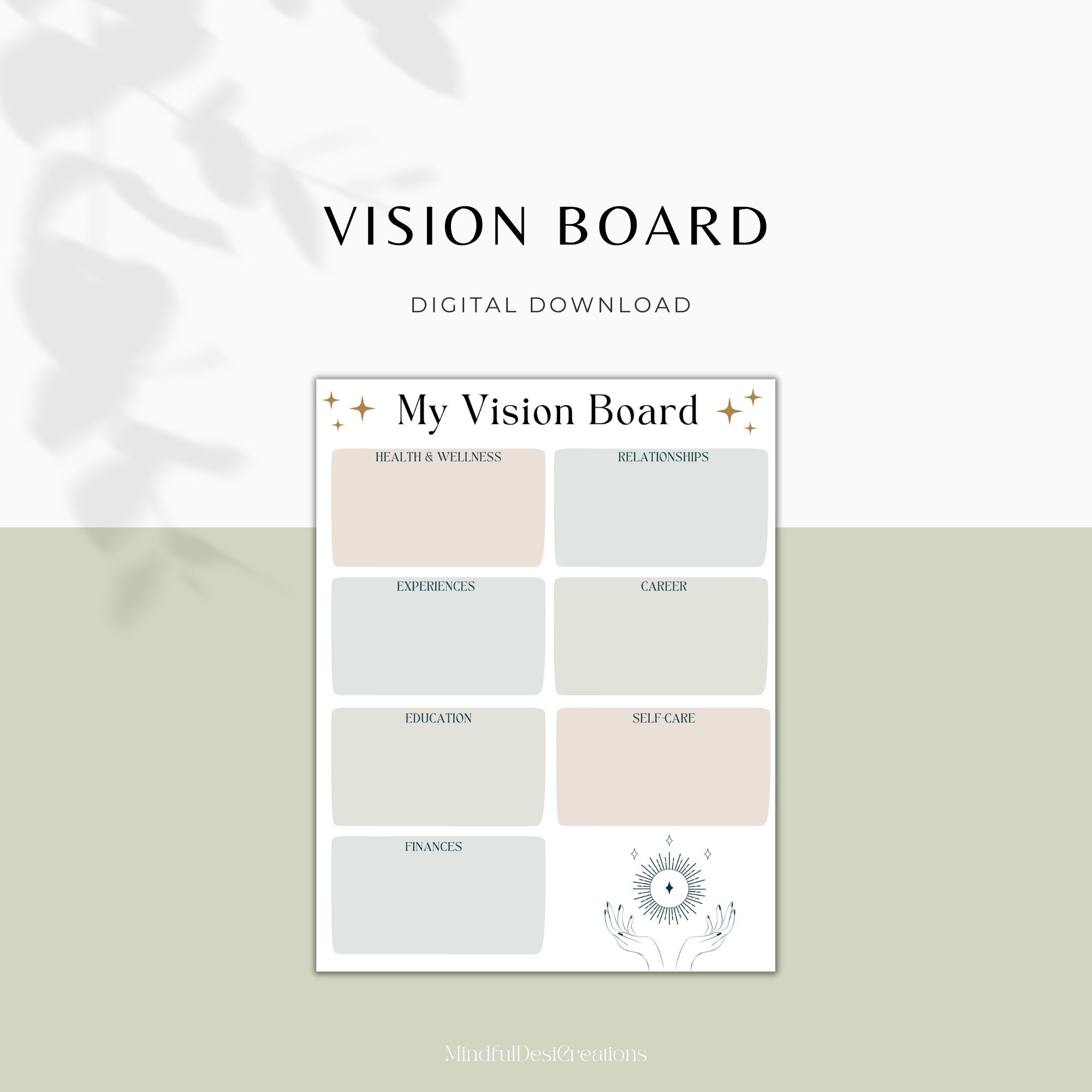 Minimalist Printable Vision Board, Vision Board Template, Manifestation ...