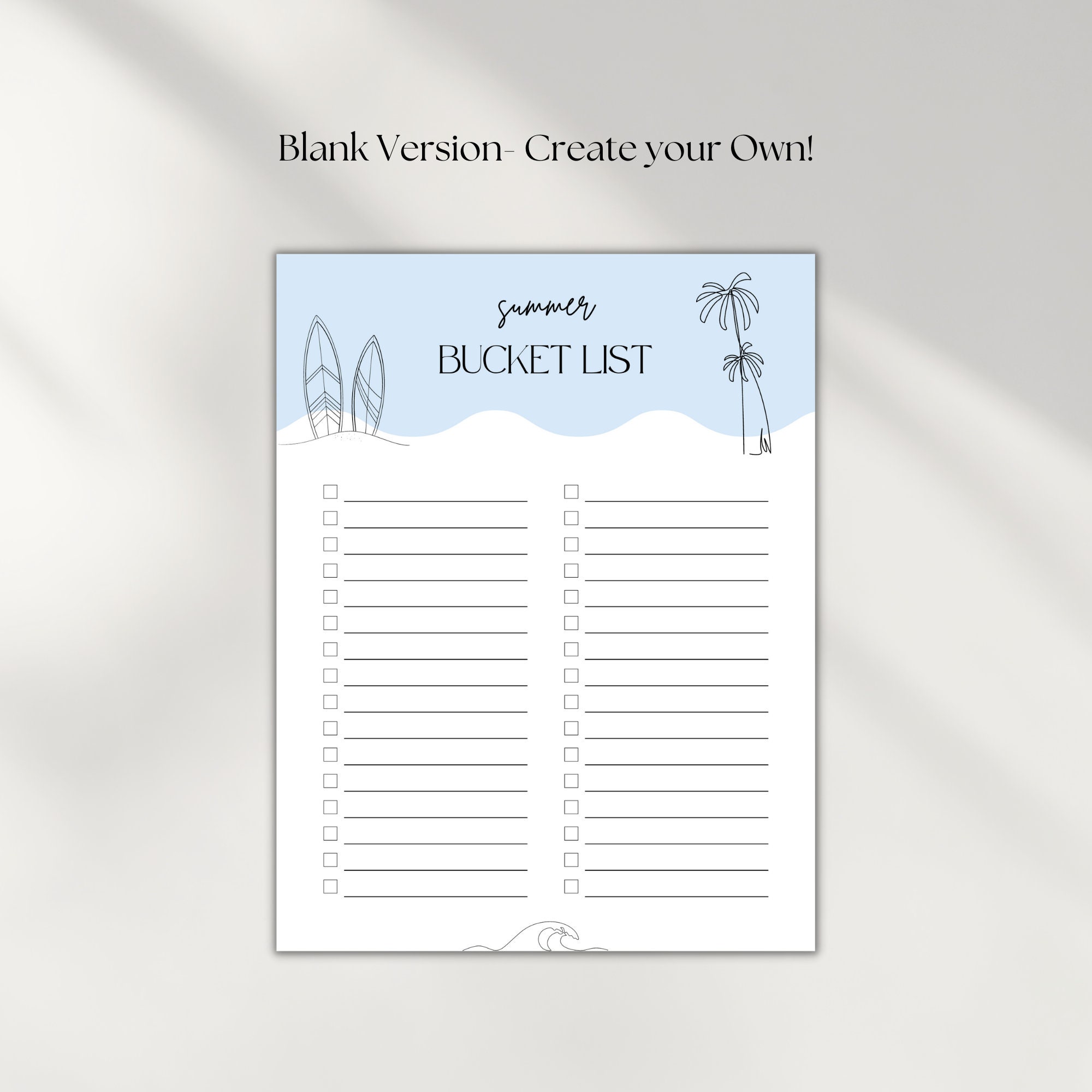 Summer Bucket List Printable, Summer Break Bucket List Template, Summer ...