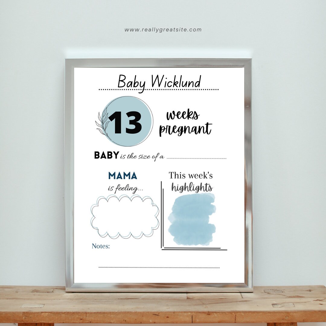 Printable Weekly Pregnancy Update Page blue - Etsy