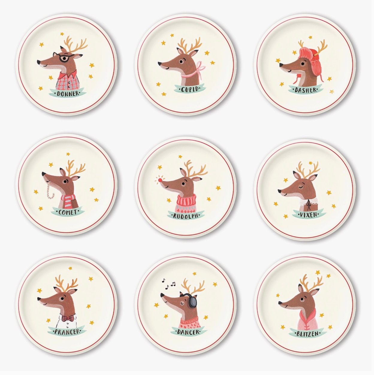 Rudolph + Reindeer Friends Paper Plate Set - Etsy