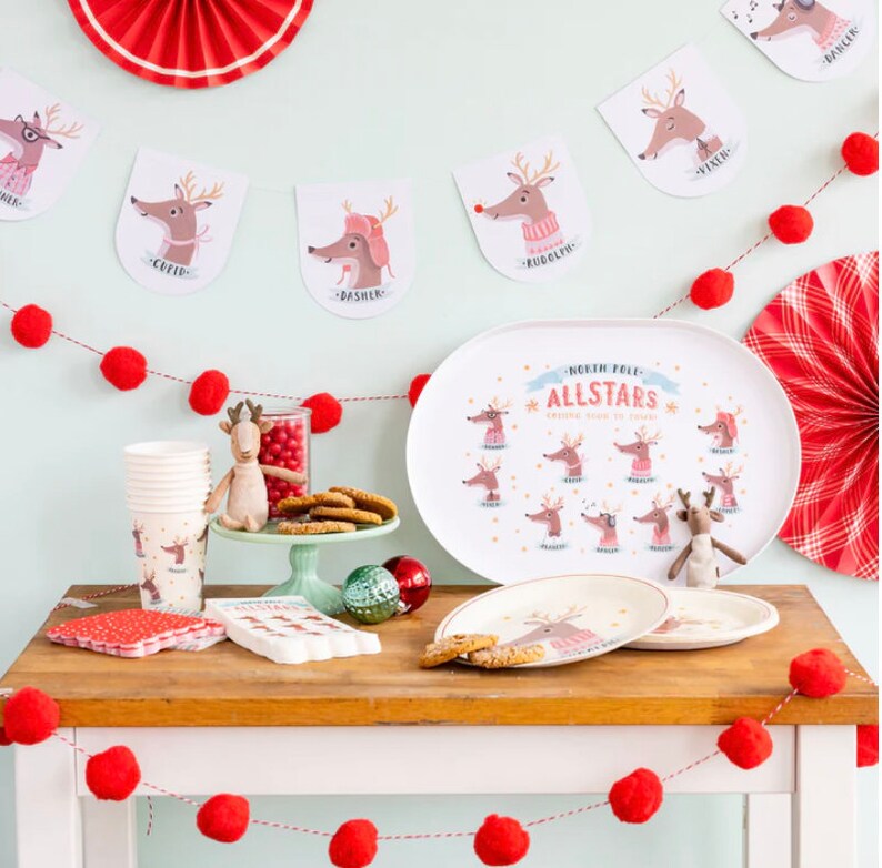 Rudolph + Reindeer Friends Holiday Banner, Christmas Decorative Banner ...