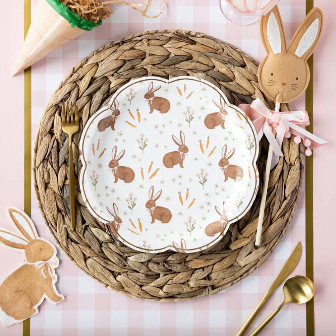 Bunny Paper Plates, Easter Plates, Easter Tableware, Brown Bunnies ...
