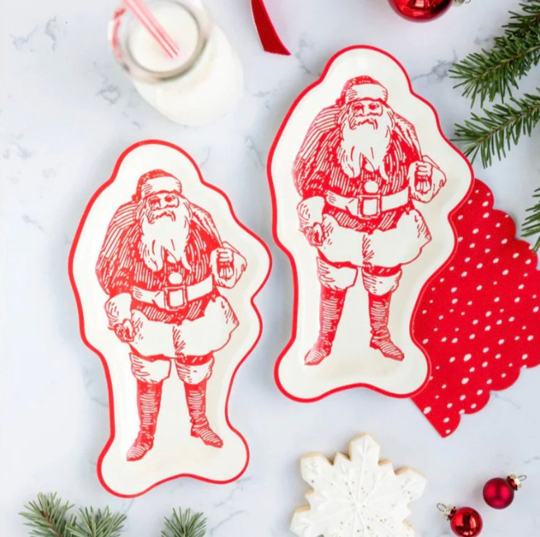 Santa Shaped Holiday Plates Christmas Plate Santa Plates - Etsy