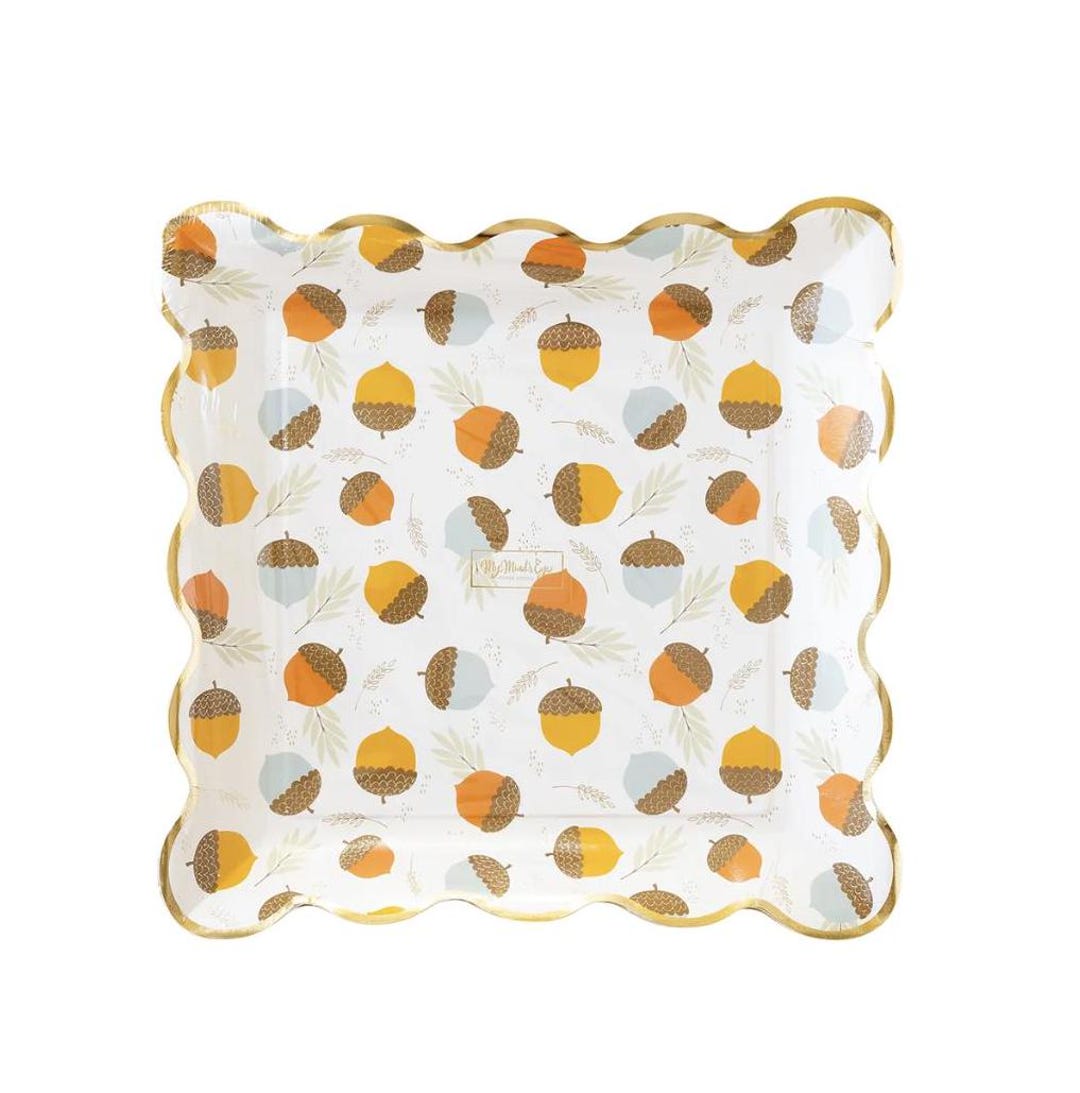 Harvest Scattered Acorn Plates, Thanksgiving Tableware, Thanksgiving ...