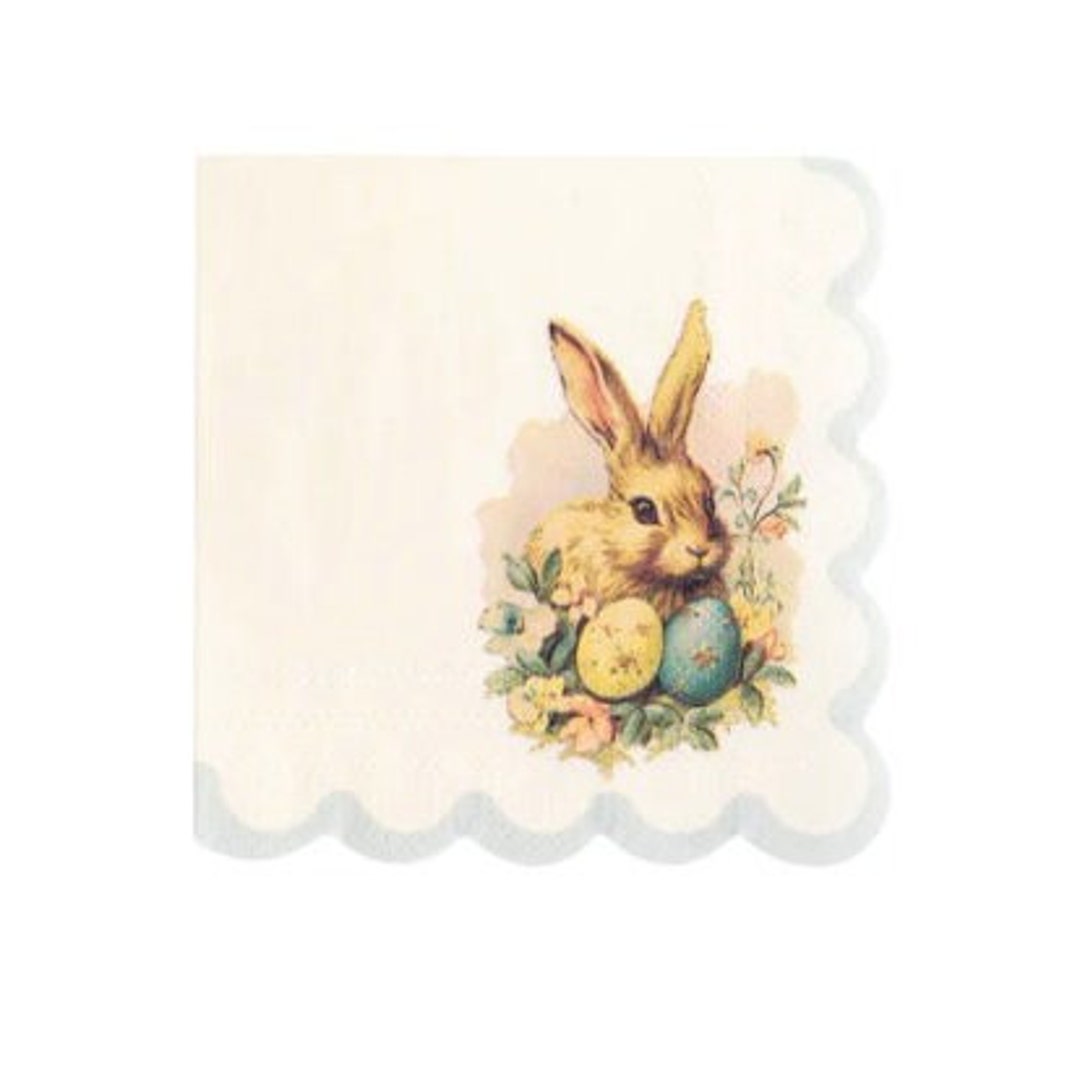 Vintage Easter Bunny Scallop Paper Cocktail Napkins, Vintage Easter ...