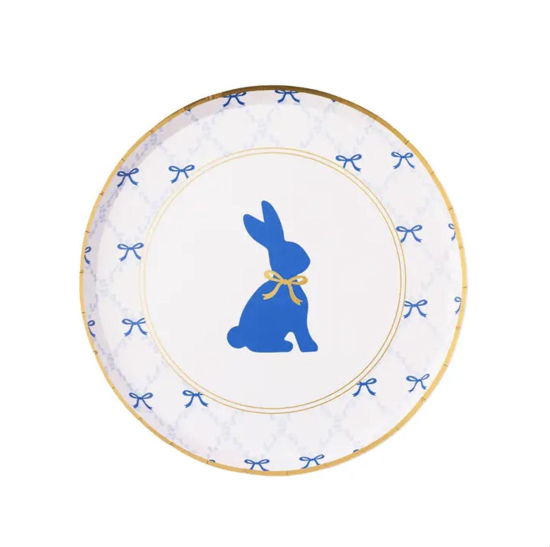 Easter Paper Plates, Easter Bunny Plates, Grandmillenial Decor, Blue ...