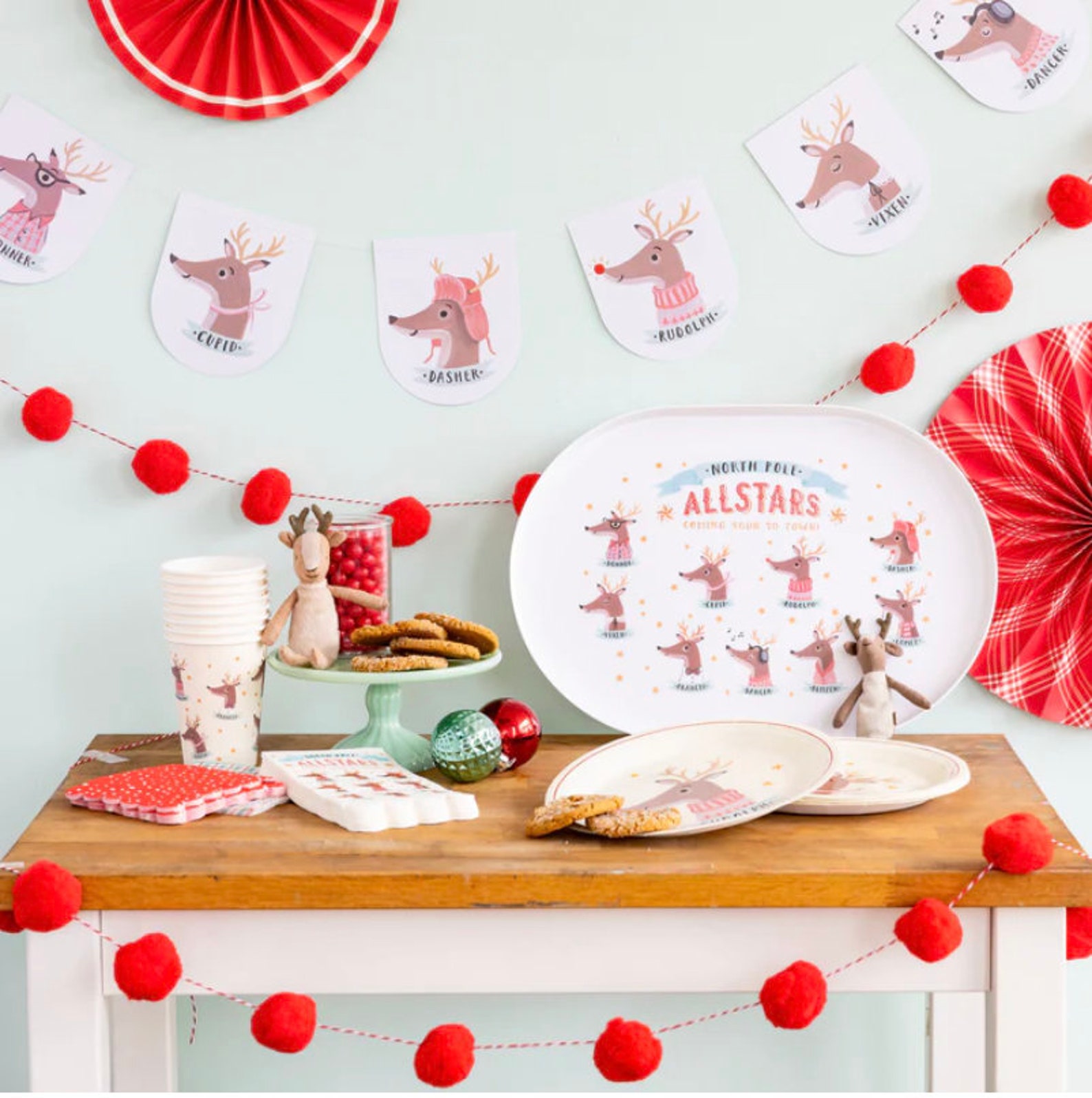 Rudolph + Reindeer Friends Paper Plate Set - Etsy