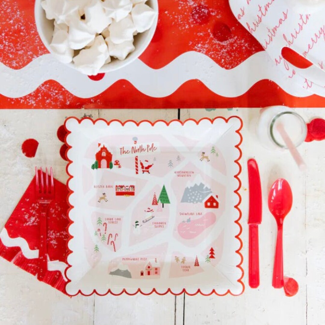 North Pole Paper Plate, Christmas Paper Plates, Christmas Party Plates ...