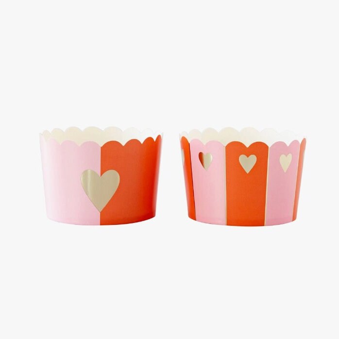 Red and Pink Half Heart Jumbo Food Cups 40ct, Valentines Day Decor ...