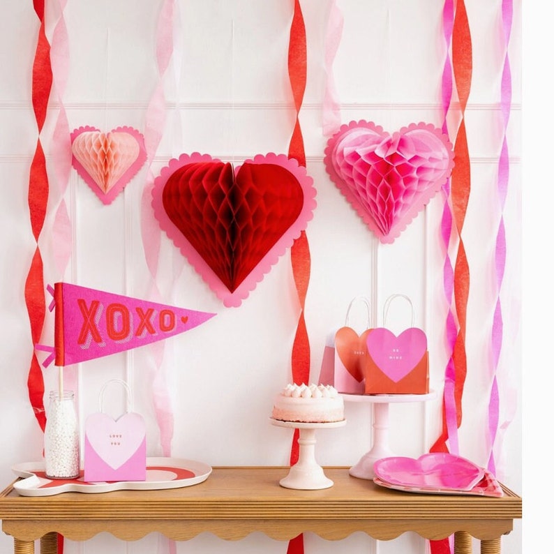Honeycomb Hanging Heart Decorations, Valentines Day Decorations ...