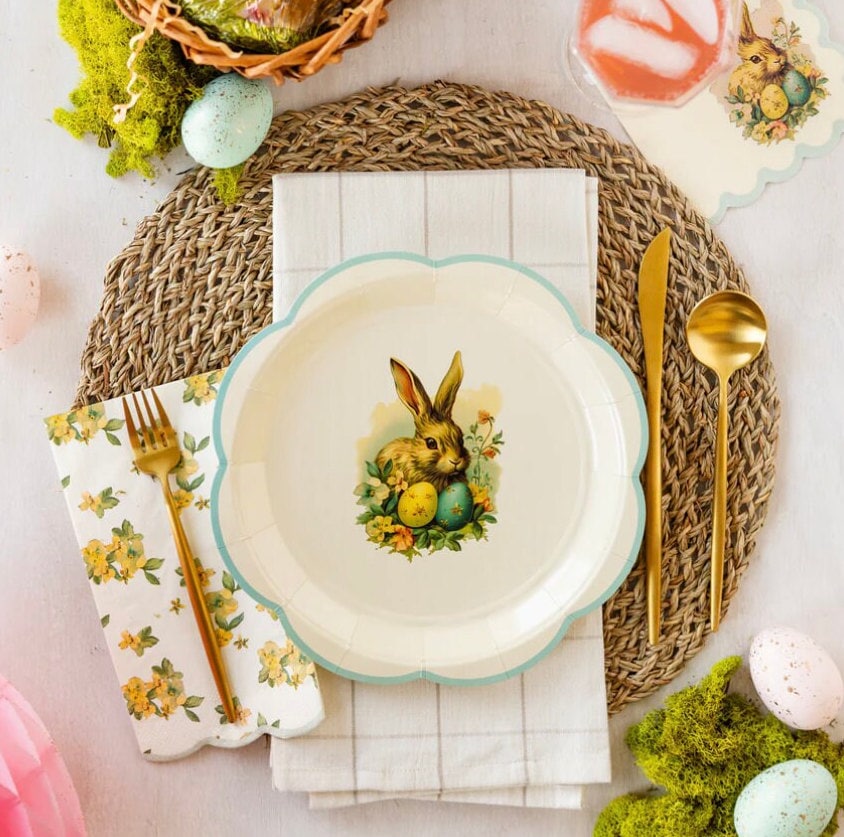 Vintage Bunny Easter Plate, Easter Brunch, Retro Rabbit, Easter ...