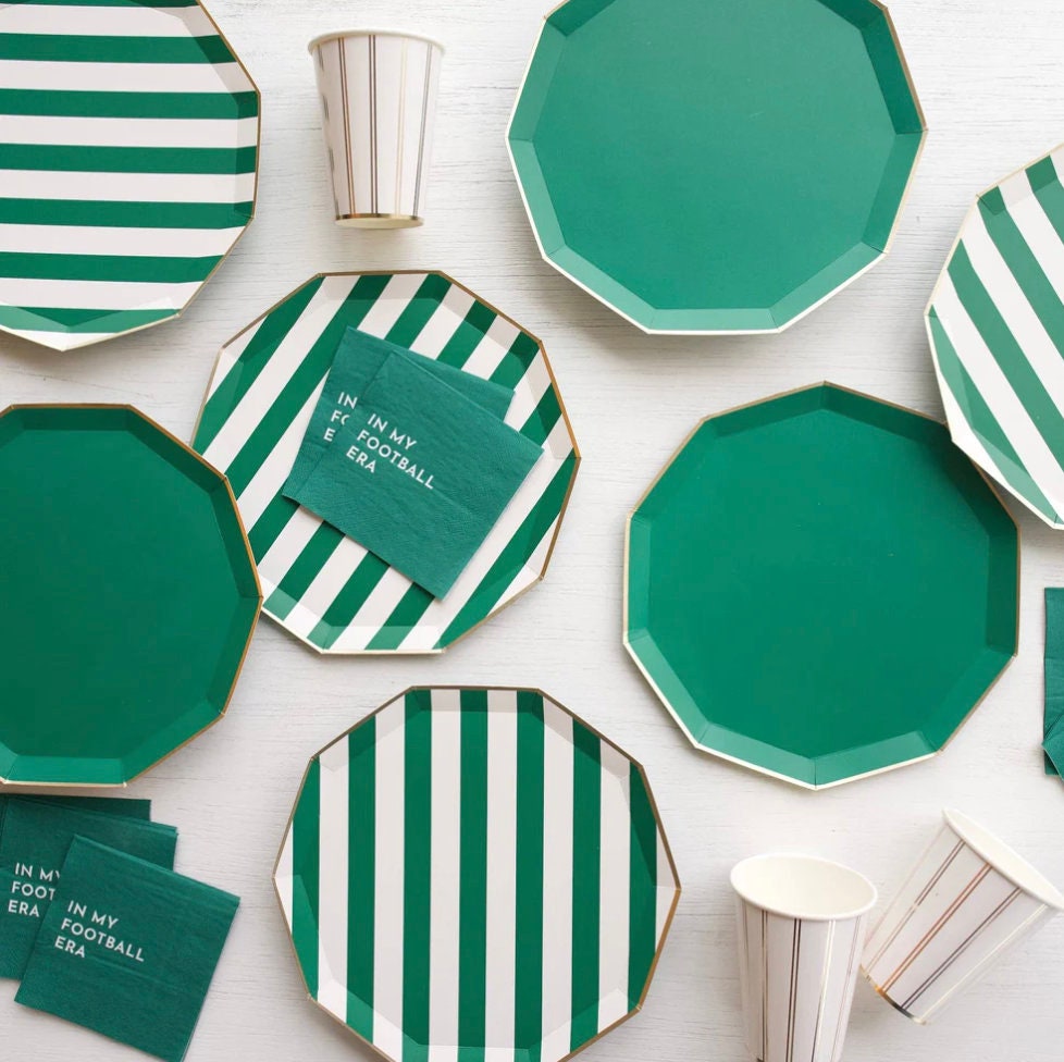 Emerald Green Stripe Paper Plates, Golf Party, Golf Party Decor ...