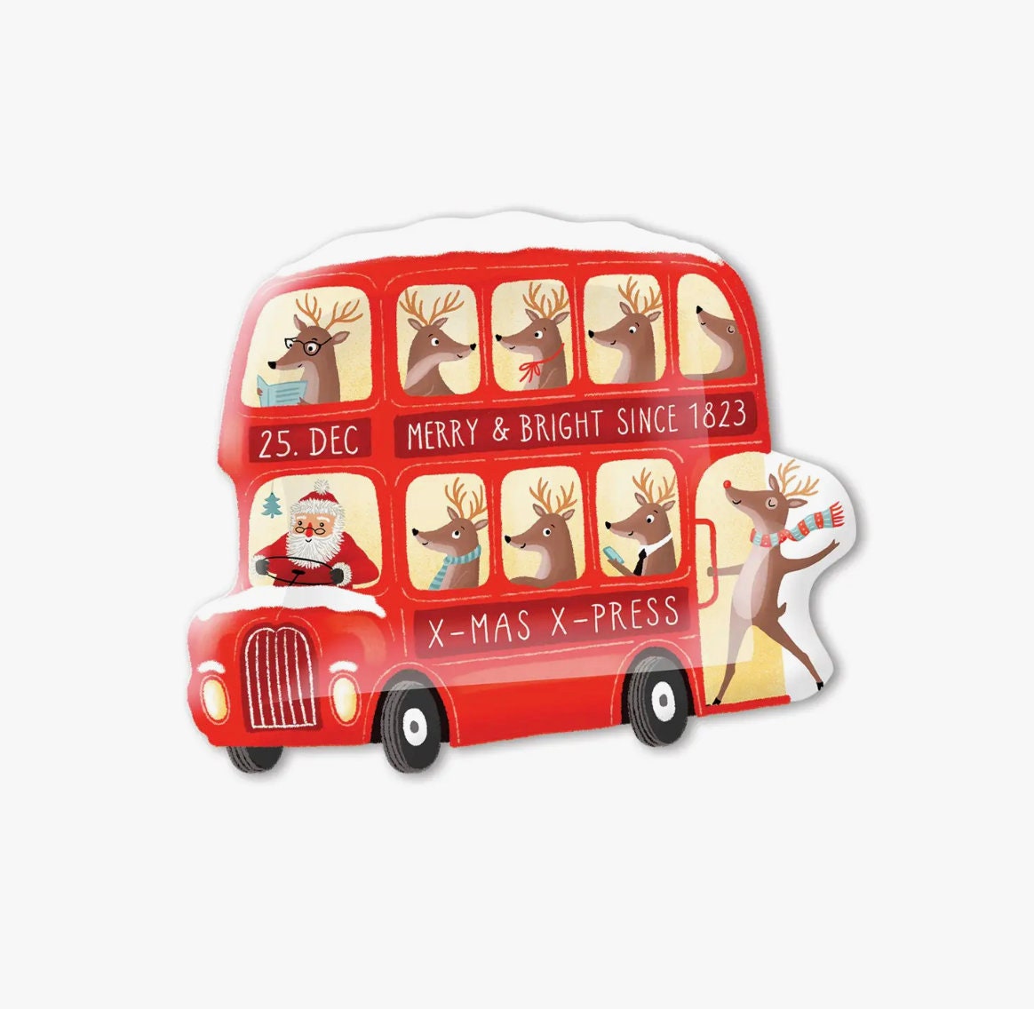 Rudolph + Reindeer Friends Double Decker Bus Paper Plates - Etsy