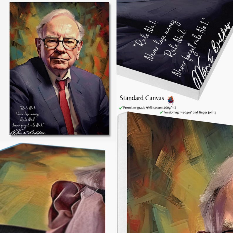 Warren Buffett Art: Inspirational Quotes Canvas Wall Art - Etsy