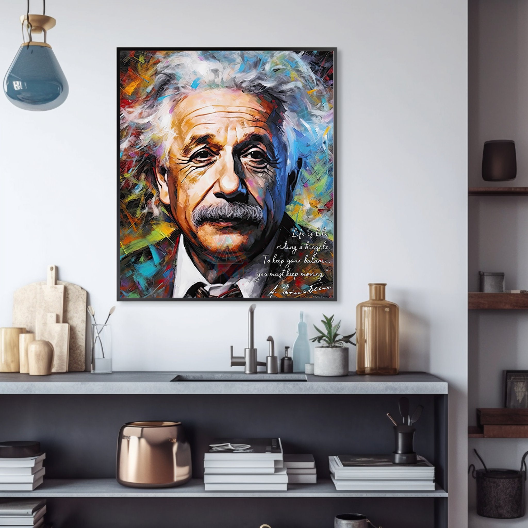 Albert Einstein Famous Quotes Original Signature Inspirational Wall Art ...