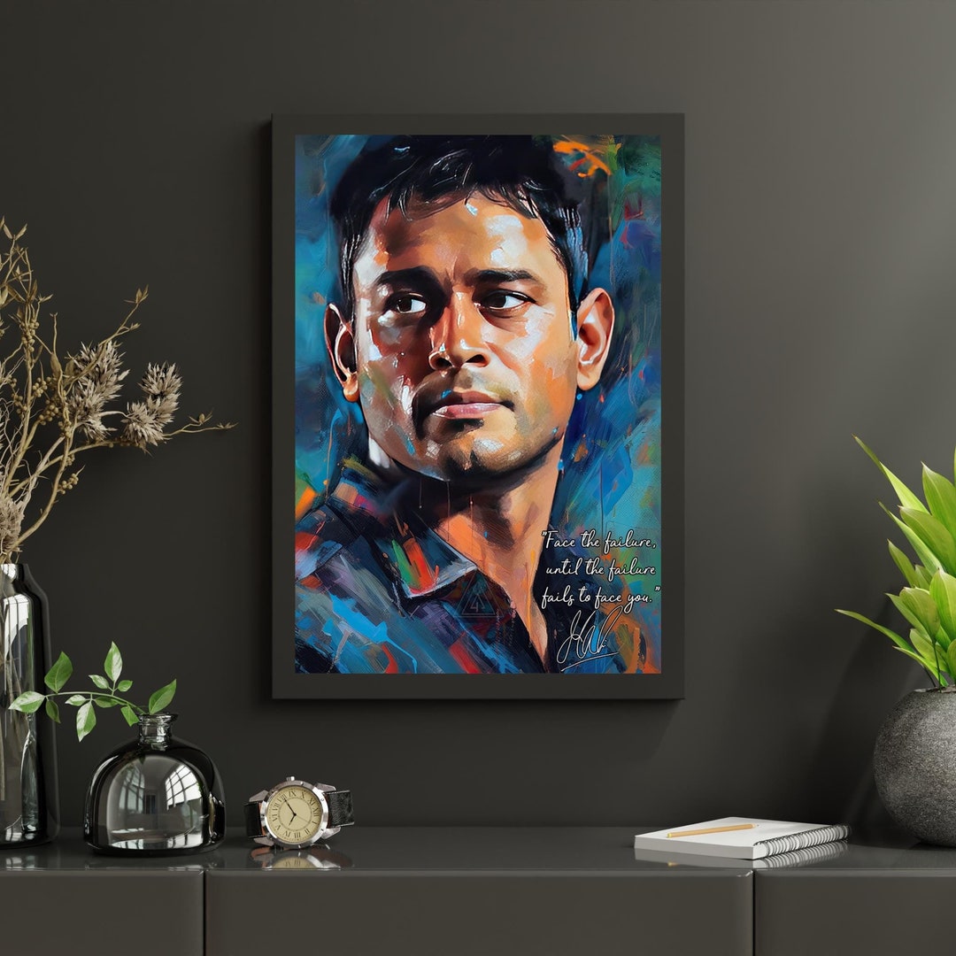 Mahendra Singh Dhoni Quotes - Original Signature, Inspirational Wall ...